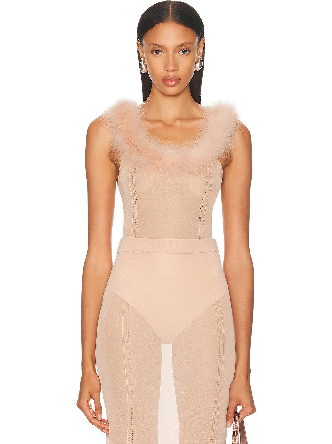 BLUMARINE Fur Collar Tank Top